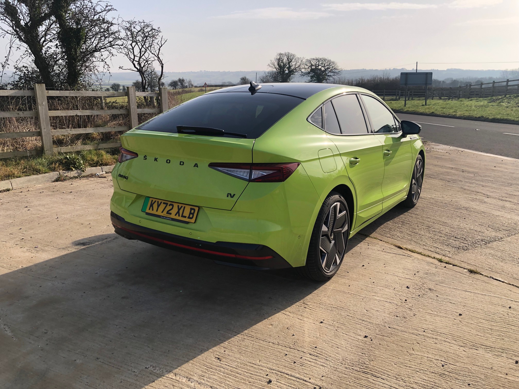 Skoda Enyaq Coupe vRS ev static rear o side – Wheels Within Wales